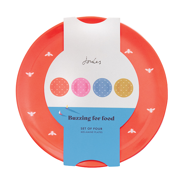 Set of 4 Melamine Side Plates By Joules in bright colours - Vibrant Home