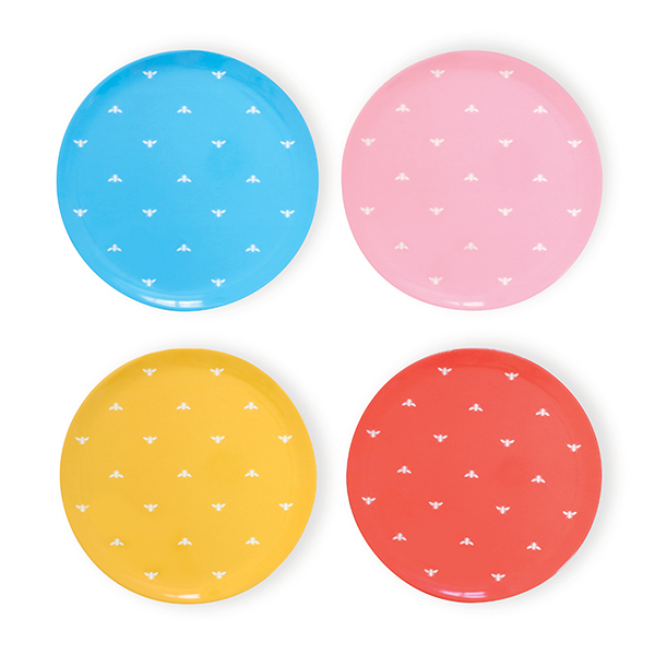 Set of 4 Melamine Side Plates By Joules in bright colours - Vibrant Home