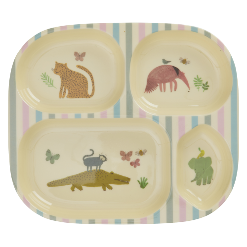 Sweet Jungle Animal Print Kids Melamine 4 Space Plate By Rice DK ...