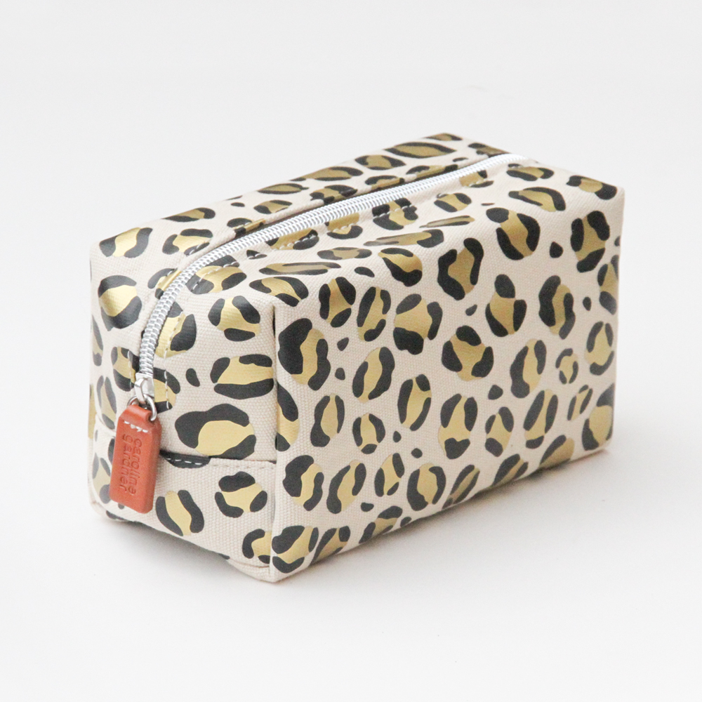 Leopard Print Cube Shape Cosmetic Bag By Caroline Gardner - Vibrant Home