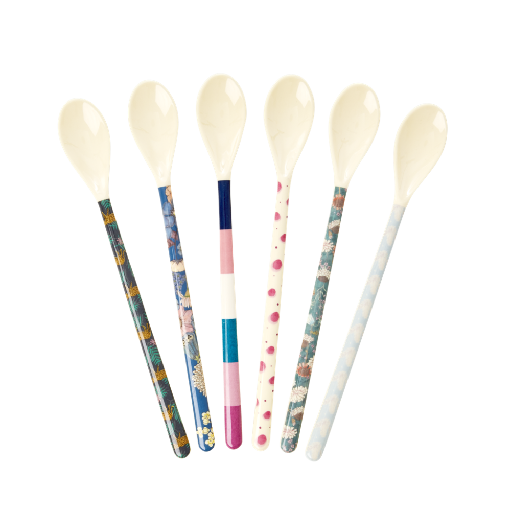 Long Handle Melamine Latte Spoons Simply Yes Print Rice DK - Vibrant Home