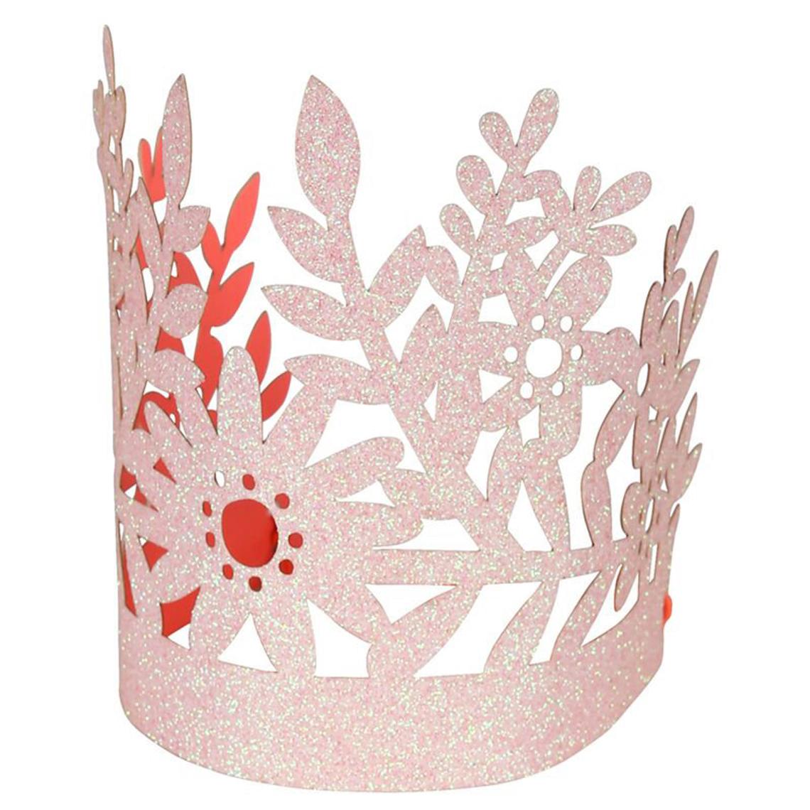 Set of 8 Pink Glitter Princess Crowns By Meri Meri - Vibrant Home