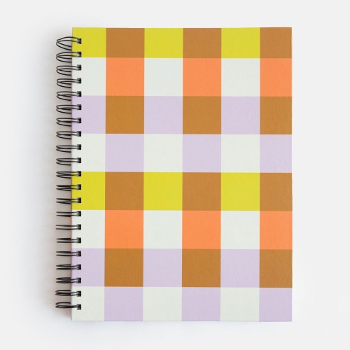 Orange and yellow Multi Check A4 Size Spiral Hardback Notebook By ...