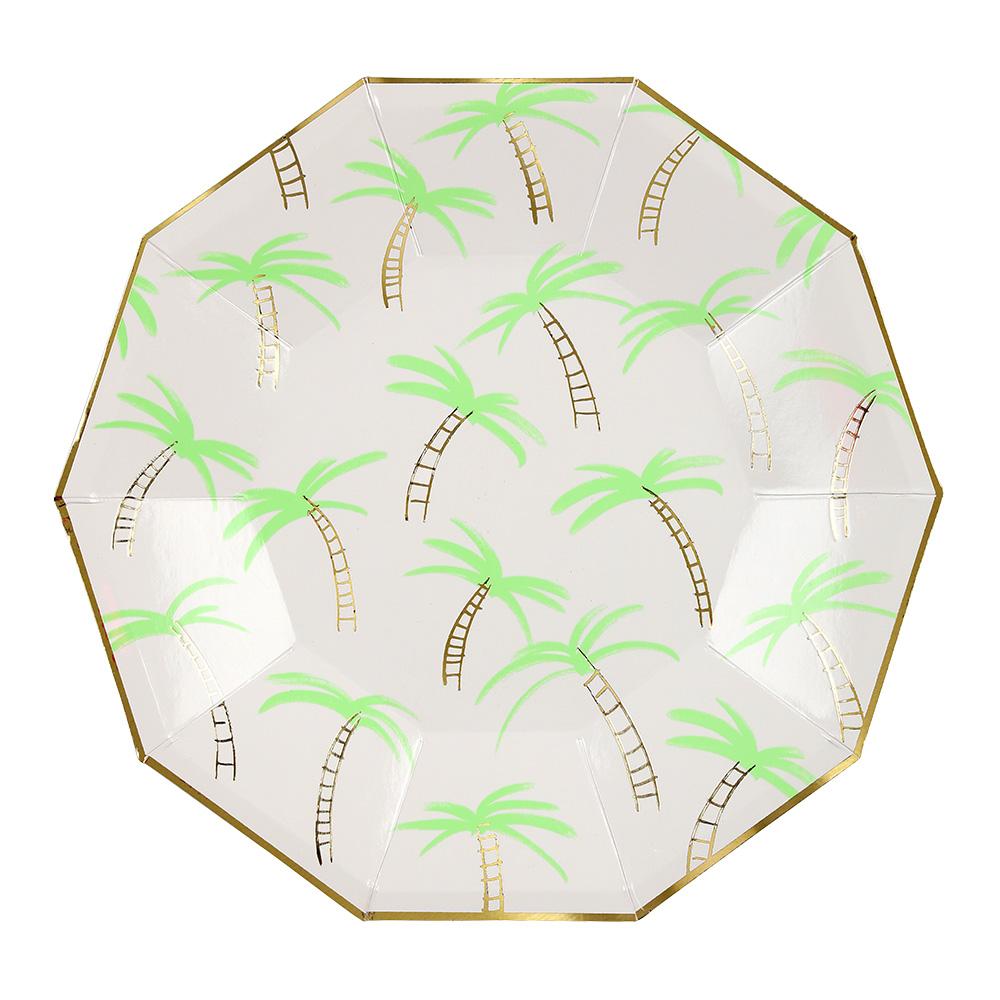 Palm Tree Print Large Paper Dinner Plates By Meri Meri - Pack of 8 ...