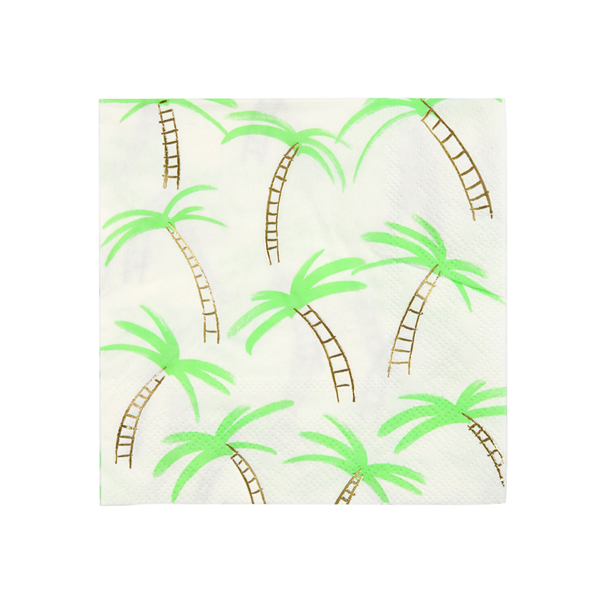 Palm Tree Print Small Paper Cocktail Napkins By Meri Meri - Vibrant Home