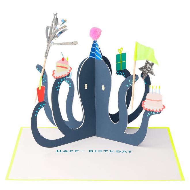 Octopus Stand Up Birthday Card By Meri Meri - Vibrant Home