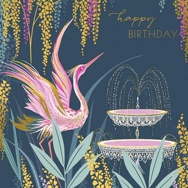 Crane Bird Happy Birthday Card By Sara Miller London - Vibrant Home