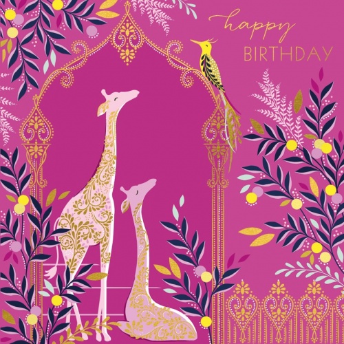 Pink Giraffes Birthday Card By Sara Miller London - Vibrant Home
