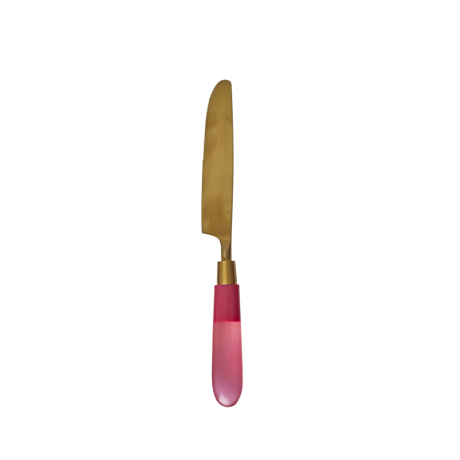 Brass Look Dinner Knife With A Pink Resin Handle By Rice - Vibrant Home