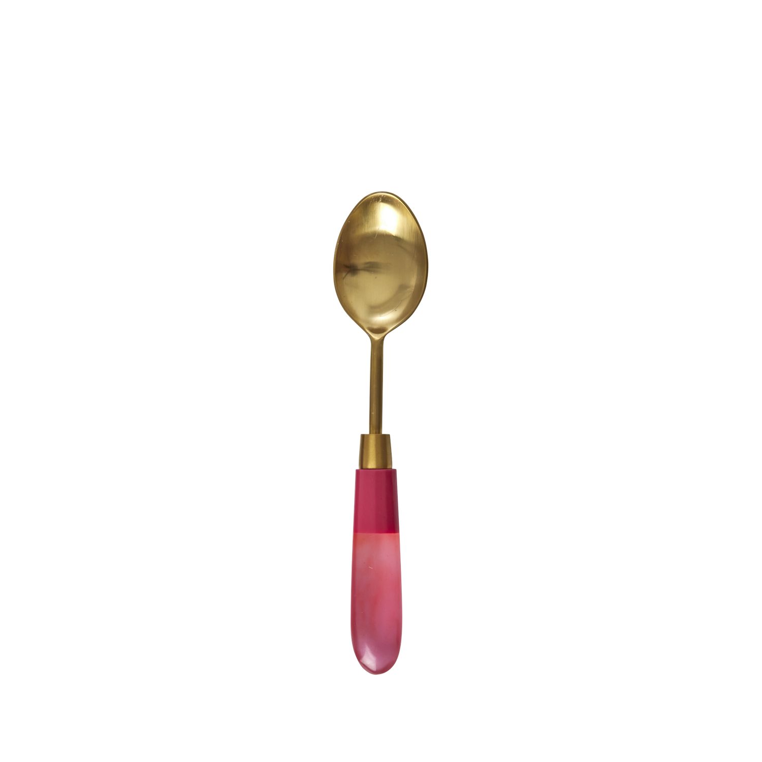 Brass Look Dinner Spoon With A Pink Resin Handle By Rice - Vibrant Home