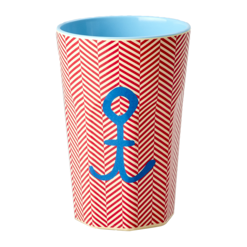 Blue Anchor Print Melamine Tall Cup By Rice - Vibrant Home