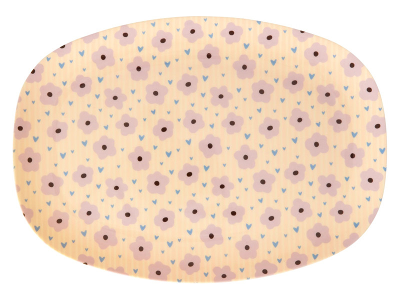 Pink Flower Print Melamine Rectangular Plate By Rice DK - Vibrant Home