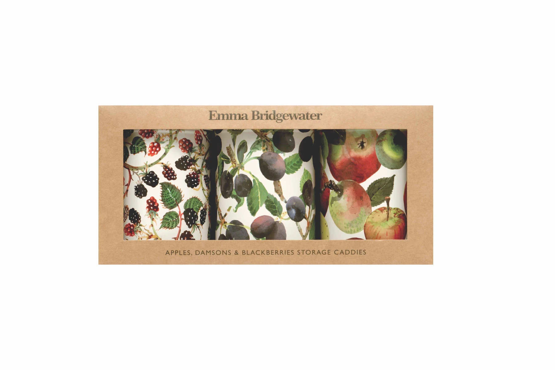 Fruit Print Set of 3 Tin Caddies By Emma Bridgewater - Vibrant Home