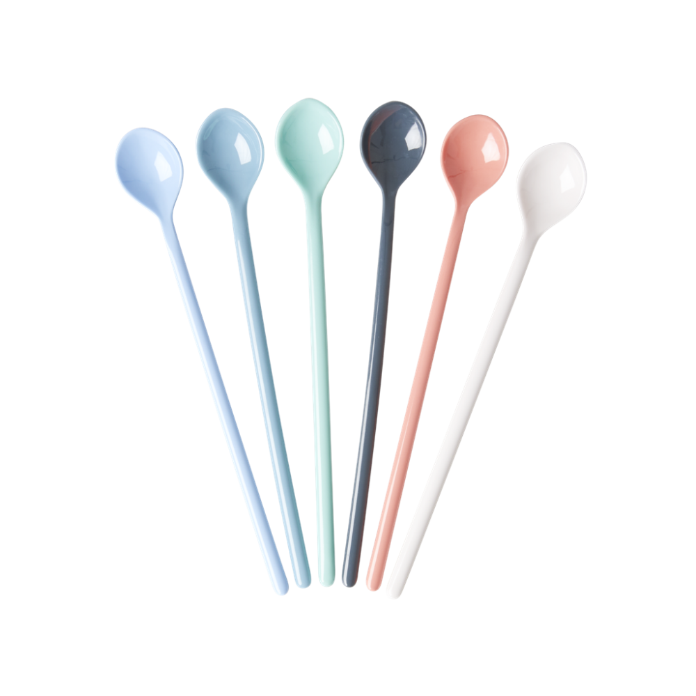 Set of 6 Long Handled Melamine Spoons Happy 21st Colours Rice DK ...