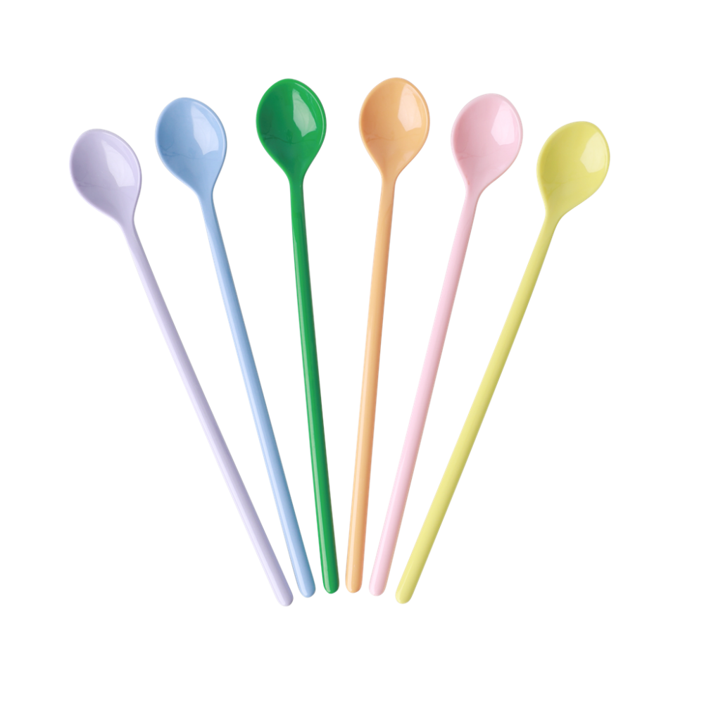 Set of 6 Long Handled Melamine Spoons Let's Summer Colours Rice DK ...