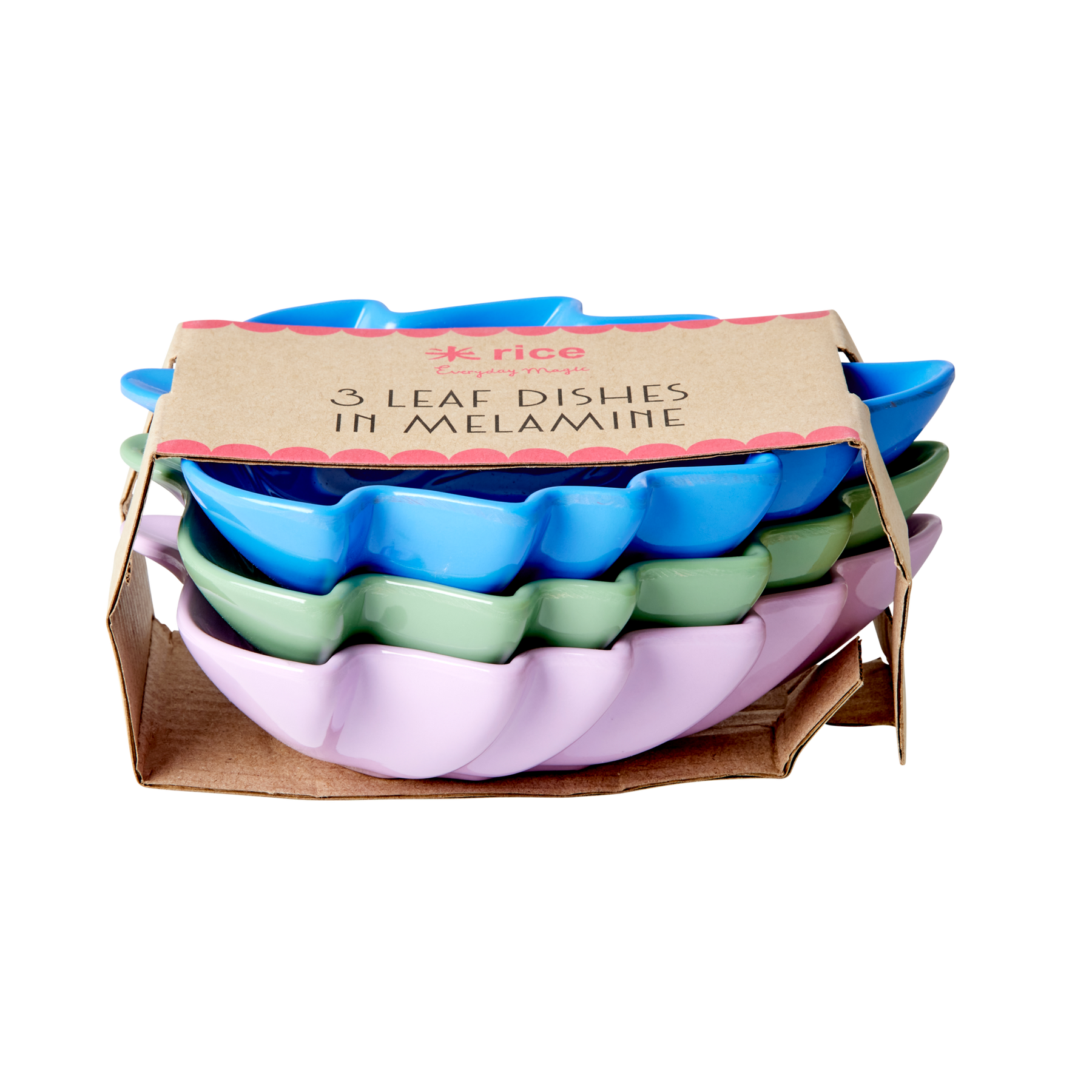 Set of 3 Leaf Shaped Small Melamine Dishes By Rice - Vibrant Home