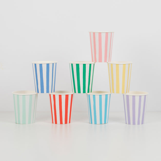 Striped Paper Cups Set of 8 By Meri Meri - Vibrant Home