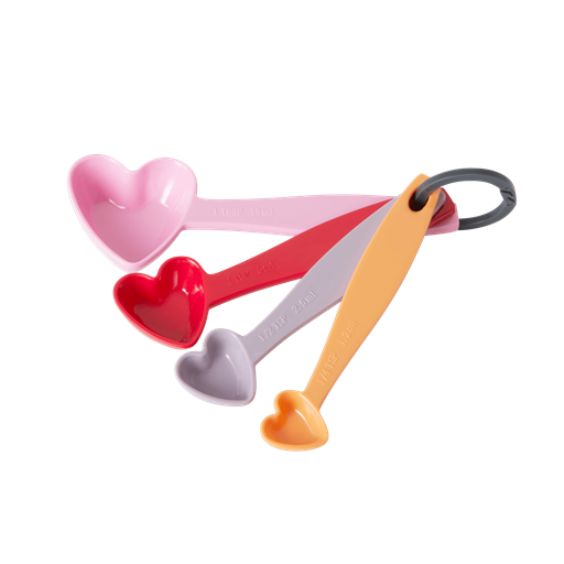 Set of 4 Heart Shaped Melamine Measuring Spoons Rice DK - Vibrant Home