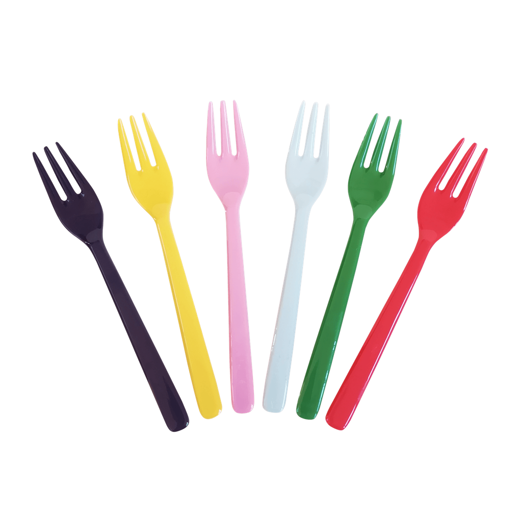 Set of 6 Melamine Forks Favourite Colours Collection Rice DK - Vibrant Home