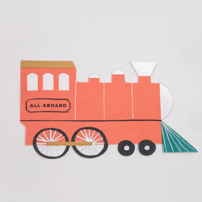 Train Shaped Paper Napkins By Meri Meri - Vibrant Home