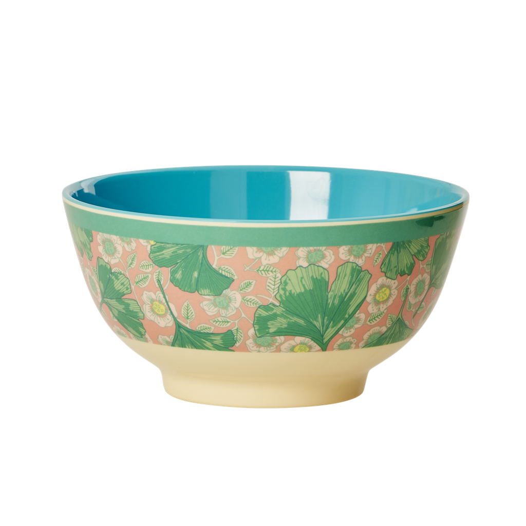 Leaves & Flower Print Two Tone Melamine Bowl By Rice DK - Vibrant Home