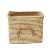 Medium Raffia Storage Basket Embroidered Flowers Rice - Vibrant Home