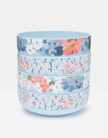 Colourful melamine cups, plates and bowls for outdoor dining, picnics ...