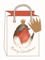 Christmas Robin Print Large Gift Bag with matching tag - Vibrant Home