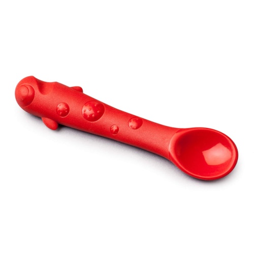 Red Silicone Baby Spoon Fish Shaped Handle CKS Zeal